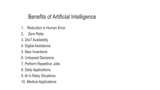 Benefits of Artificial Intelligence.pptx | Artificial Intelligence ...