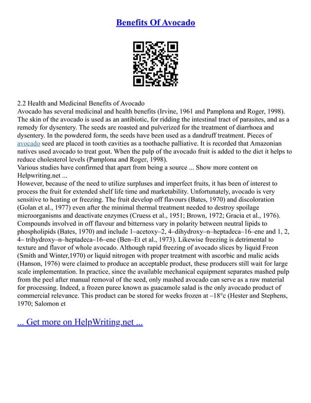 Benefits Of Avocado | PDF