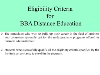 Benefits of BBA Distance Education | PPTX