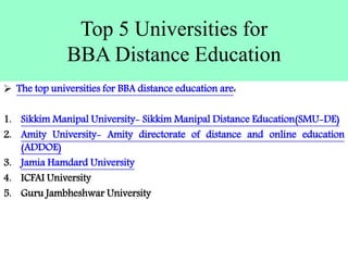 Benefits of BBA Distance Education | PPT