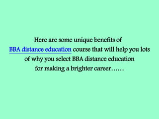 Benefits of BBA Distance Education | PPT