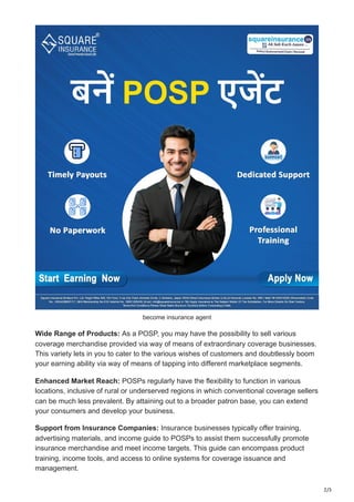 Benefits of becoming an insurance POSP.pdf | Insurance | Personal Finance