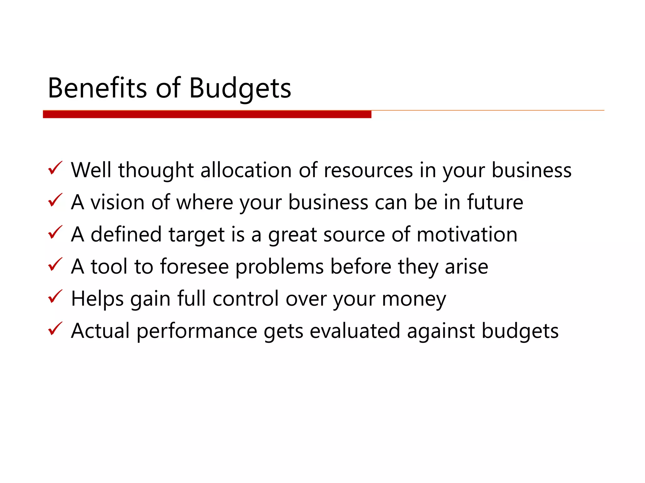 Benefits of budgets | PPT