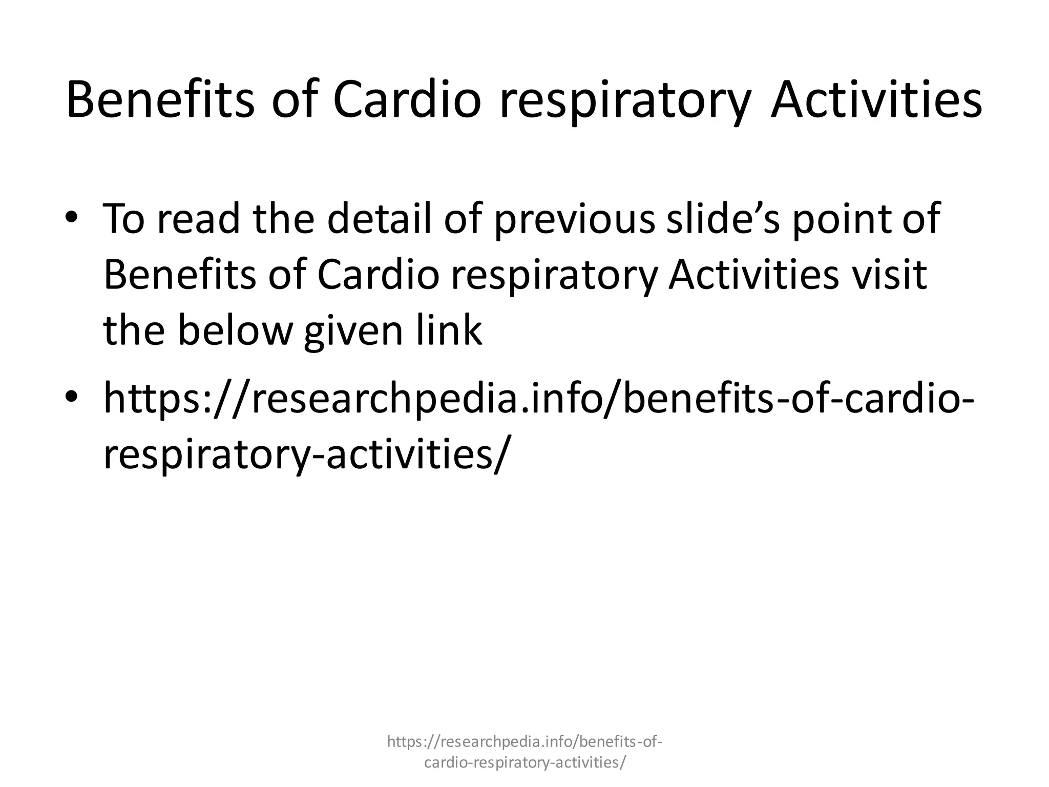 Benefits of cardio respiratory activities | PDF