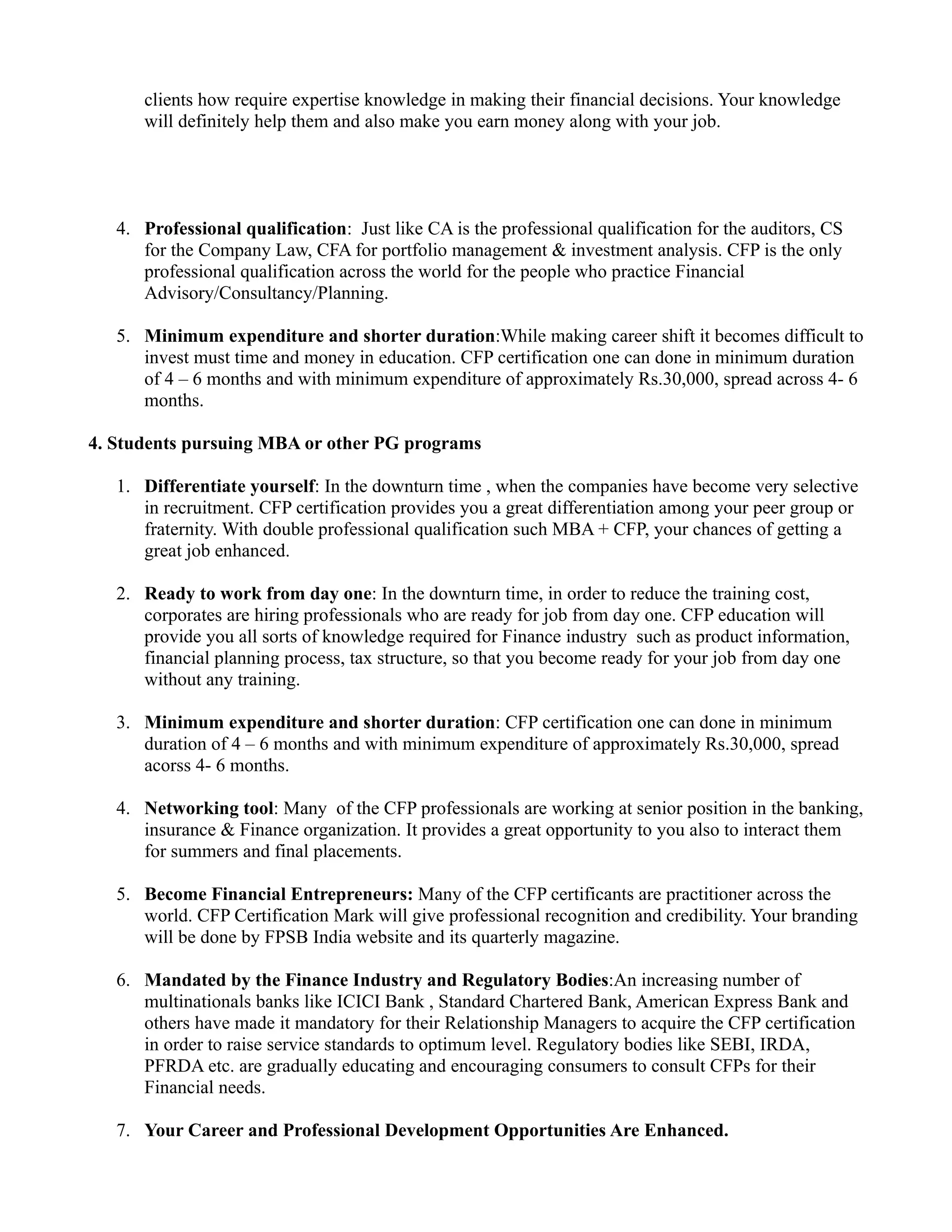 Benefits of cfp for you | PDF