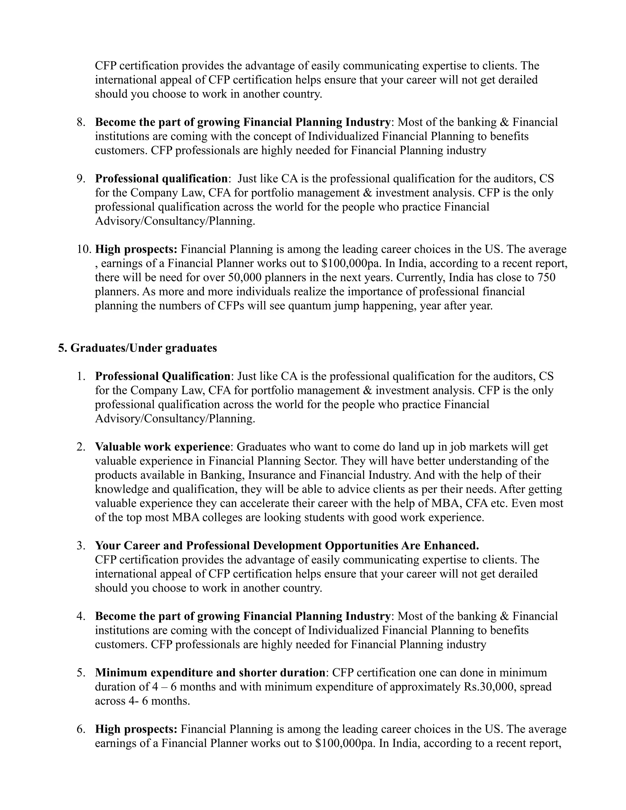 Benefits of cfp for you | PDF