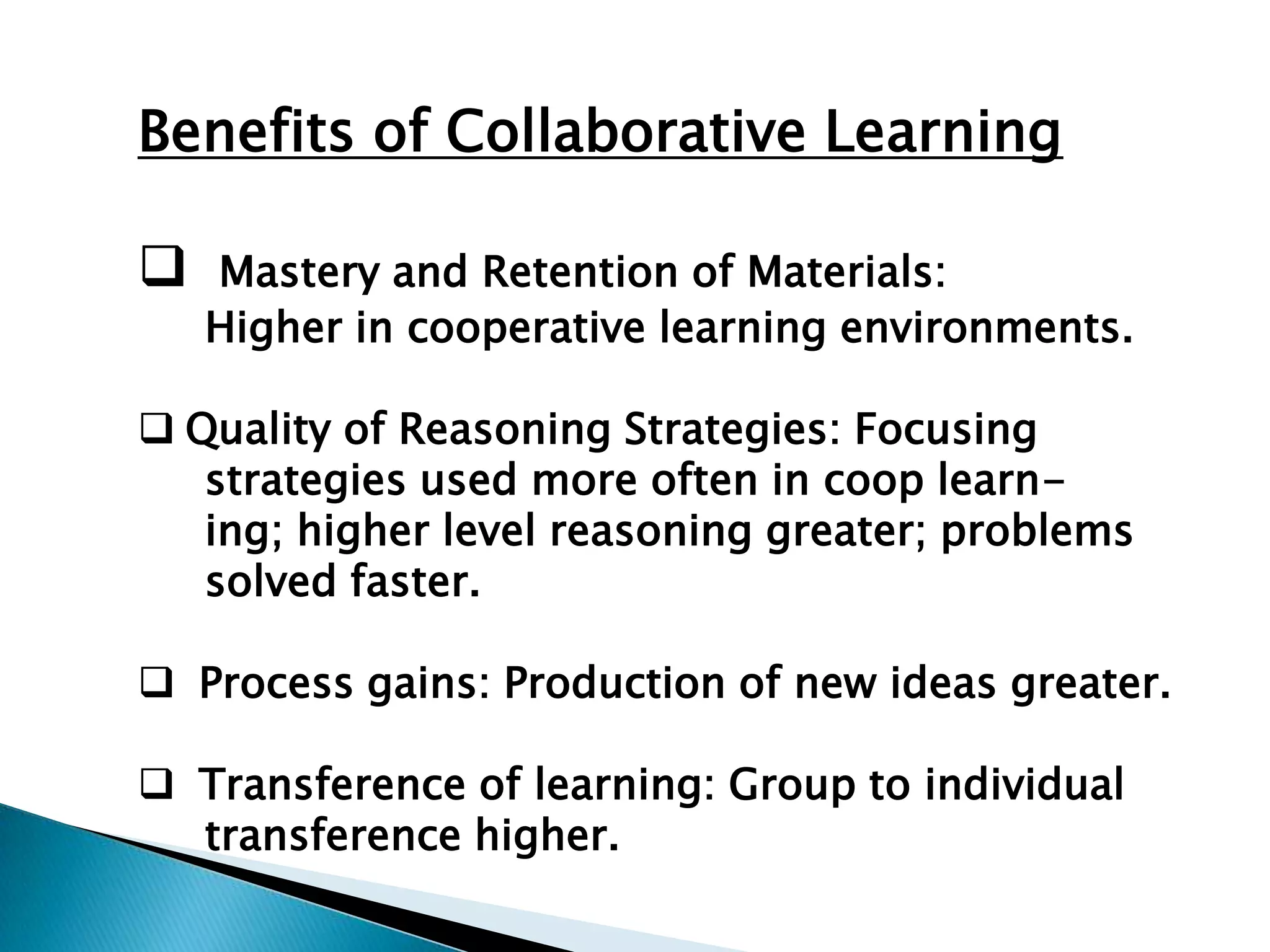 Benefits Of Collaborative E Learning | PPTX