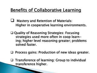 Benefits Of Collaborative E Learning | PPTX