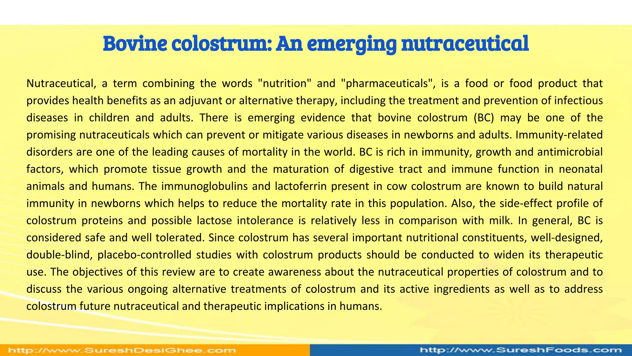 Benefits of colostrum powder – Bovine Colostrum | PPT