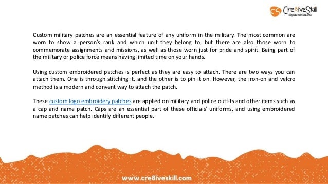 The Benefits Of Custom Uniform Patches | Cre8iveSkill | PPTX