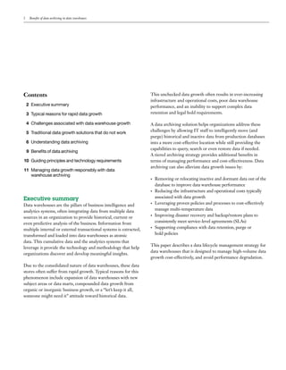 Benefits of Data Archiving in Data Warehouses | PDF