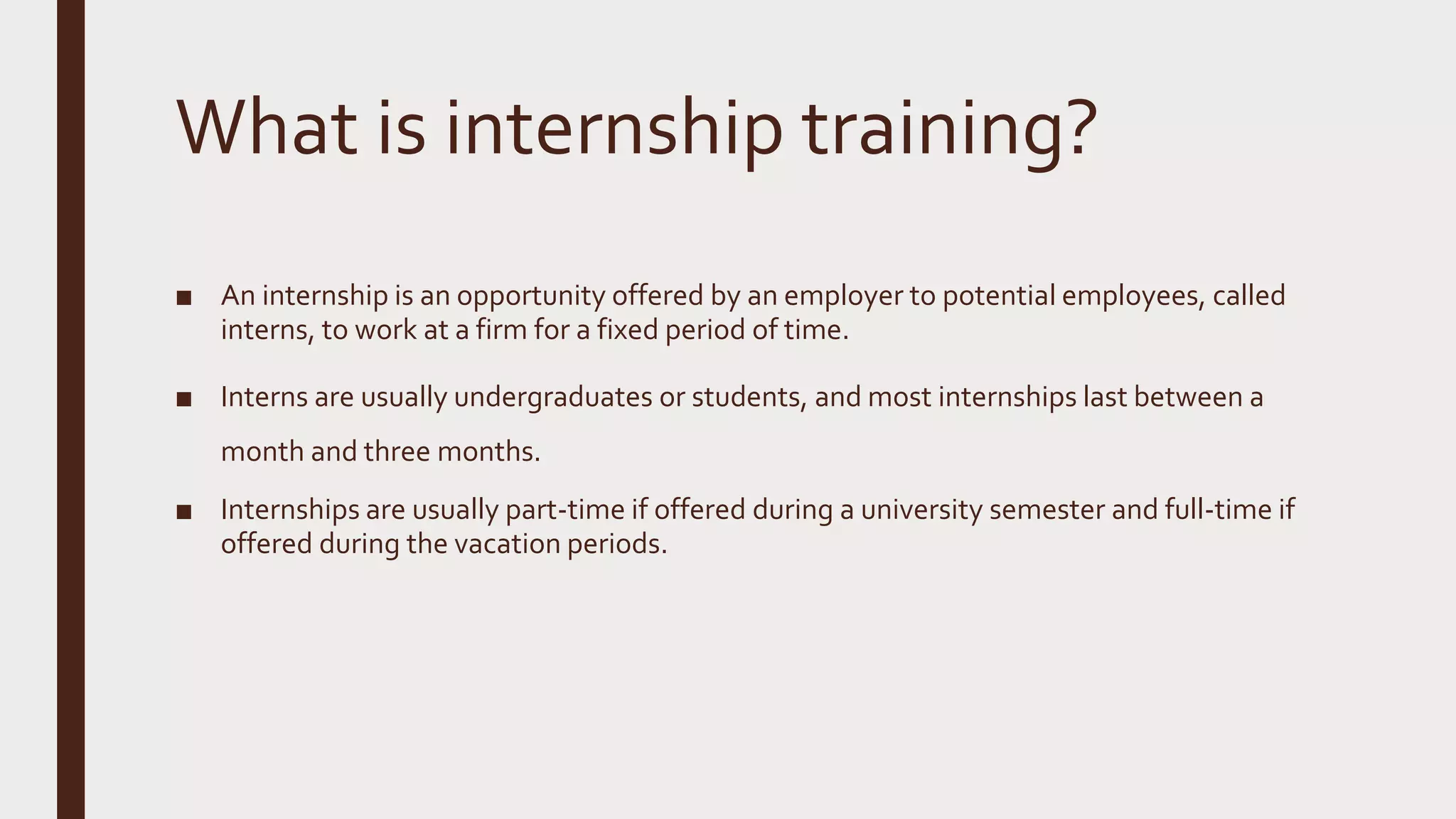 Benefits of doing an internship training | PDF