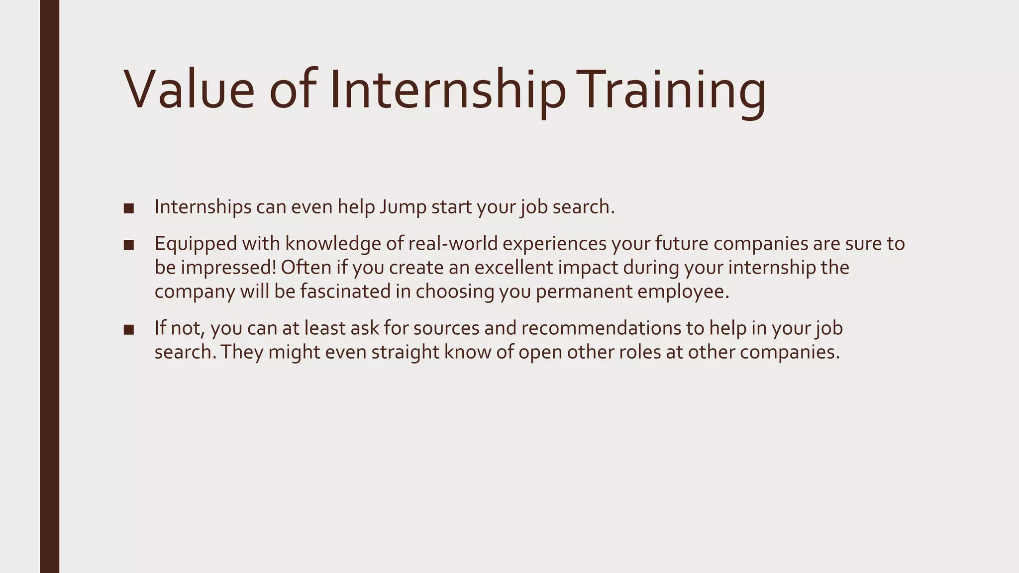 Benefits of doing an internship training | PDF