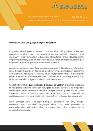 Benefits of Dual Language Bilingual Education | PDF
