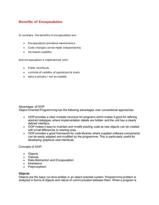 Benefits of encapsulation | DOCX