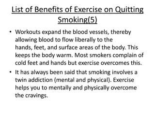 Benefits of exercise on quitting smoking | PPTX