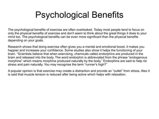 Benefits of exercise physical and psychological | ODP