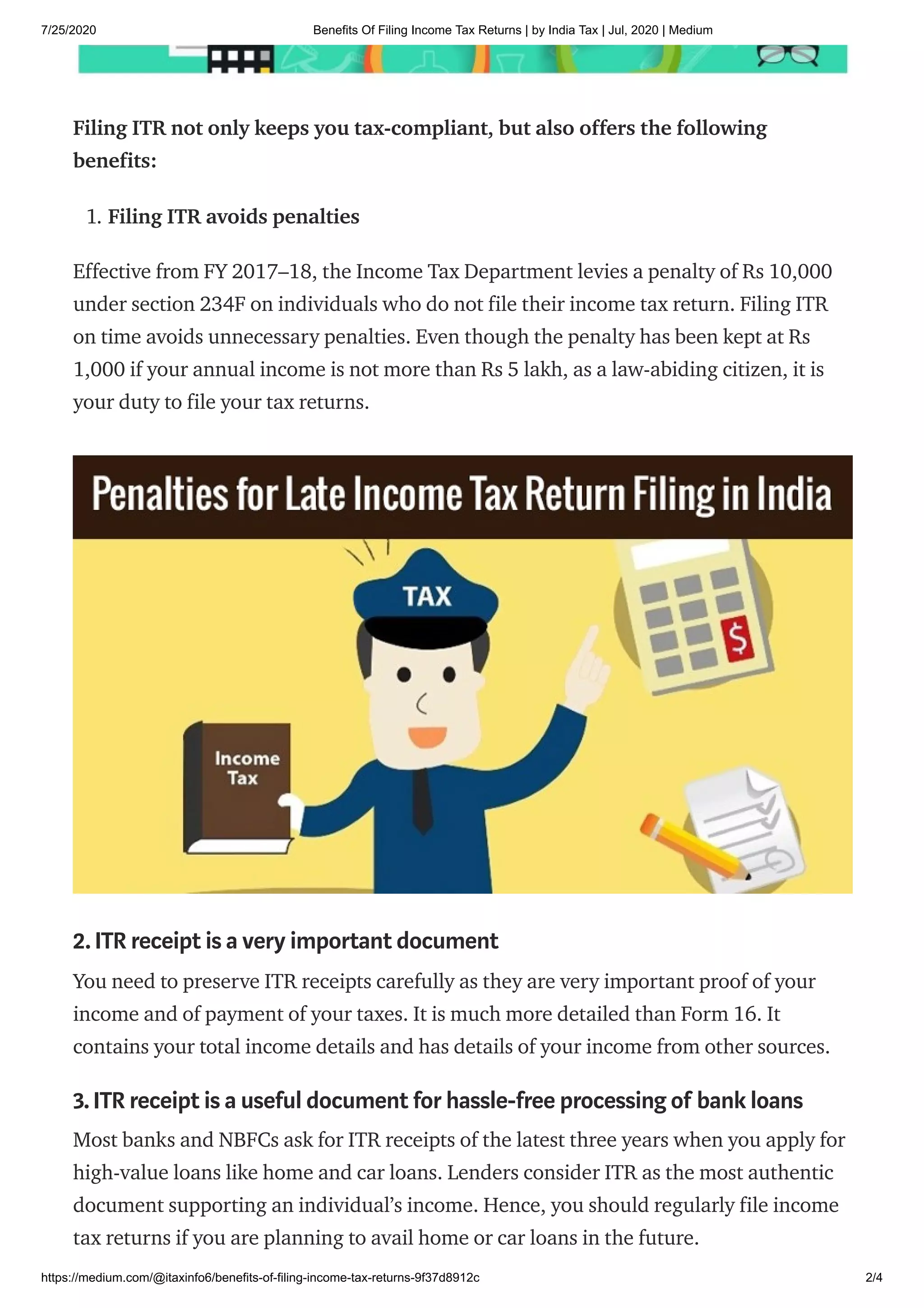 Benefits Of Filing Income Tax Returns | PDF