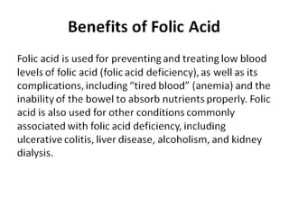 Benefits of folic acid | PPTX