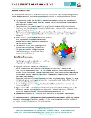 Benefits of Franchising | PDF