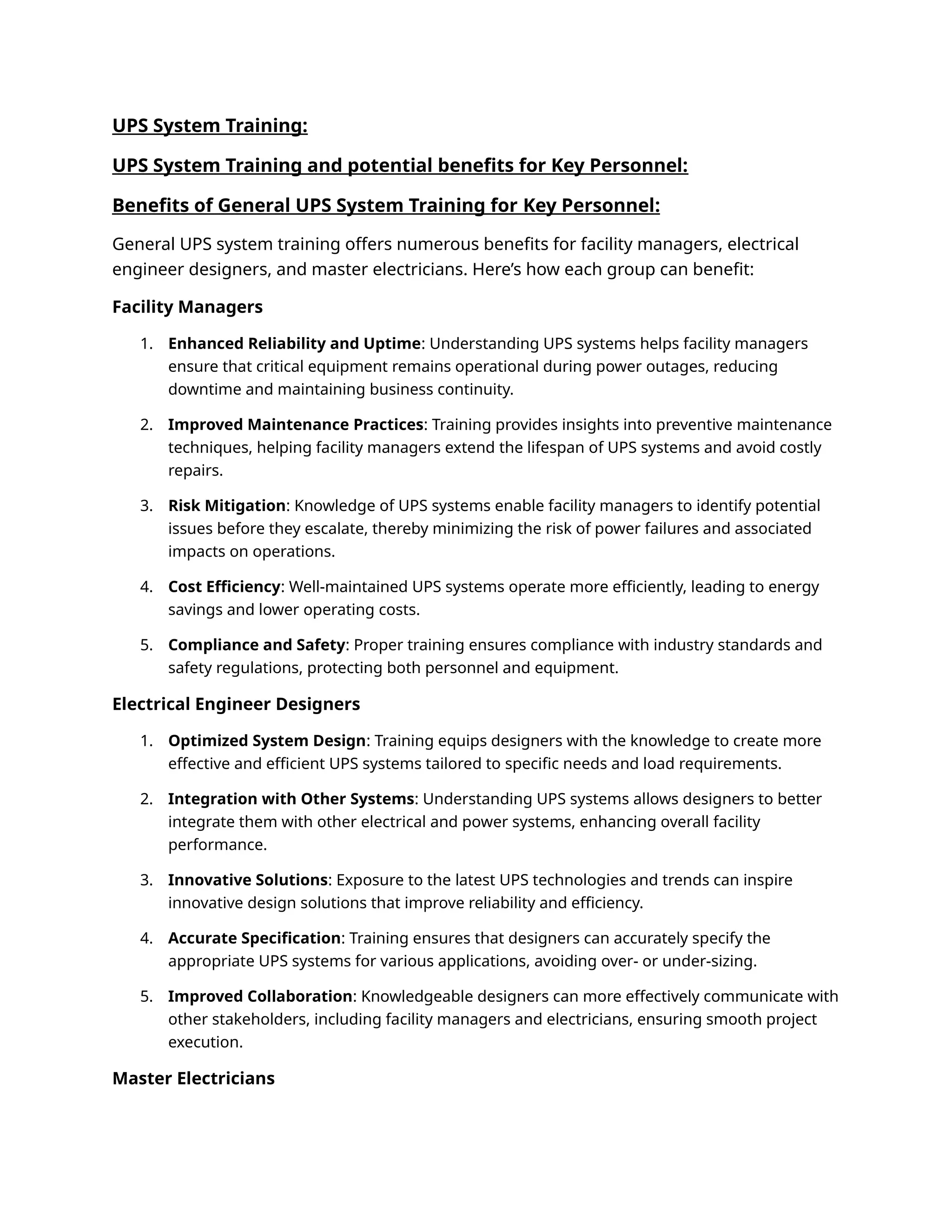 Benefits of General UPS System Training for Key Personnel.docx
