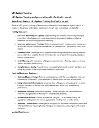 Benefits of General UPS System Training for Key Personnel.docx