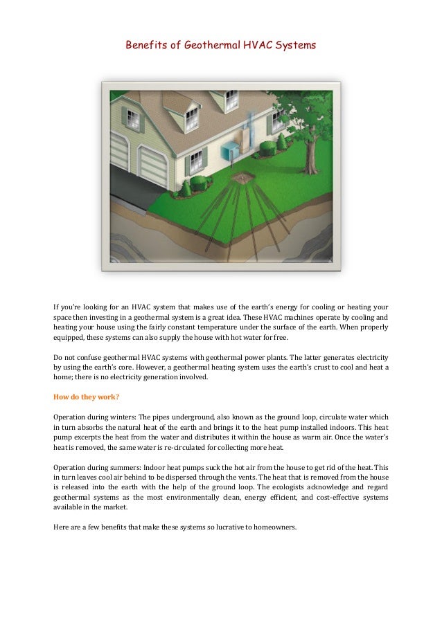 Benefits of geothermal hvac systems