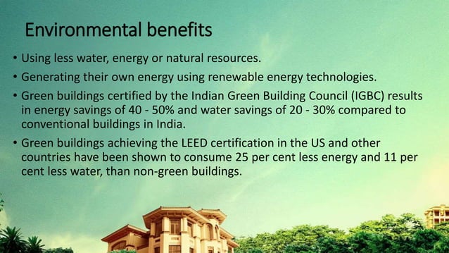 Benefits of green buildings | PPTX | Power and Energy Industry | Industries