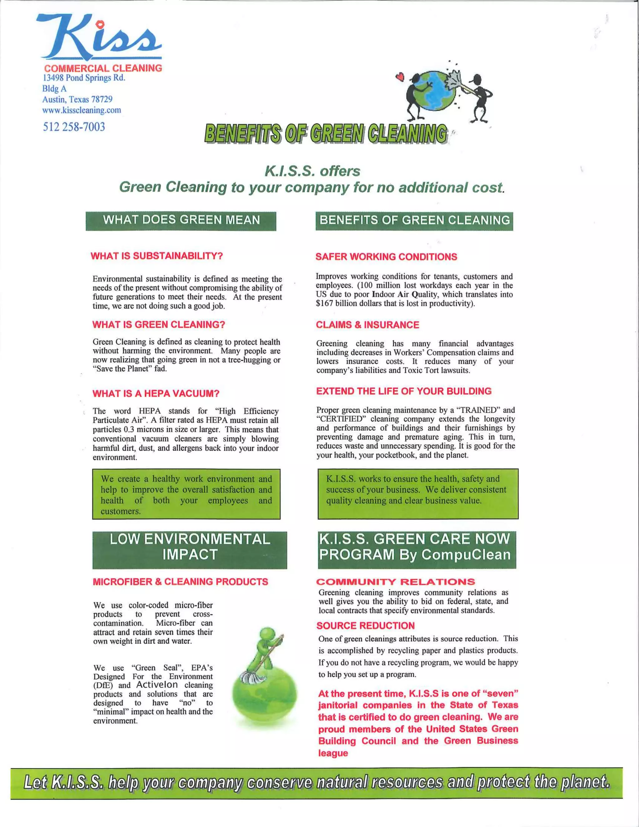 Benefits Of Green Cleaning | PDF