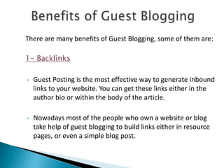 What are the benefits of Guest Blogging? | PPTX