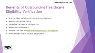 Benefits of healthcare eligibility verification services | PPTX