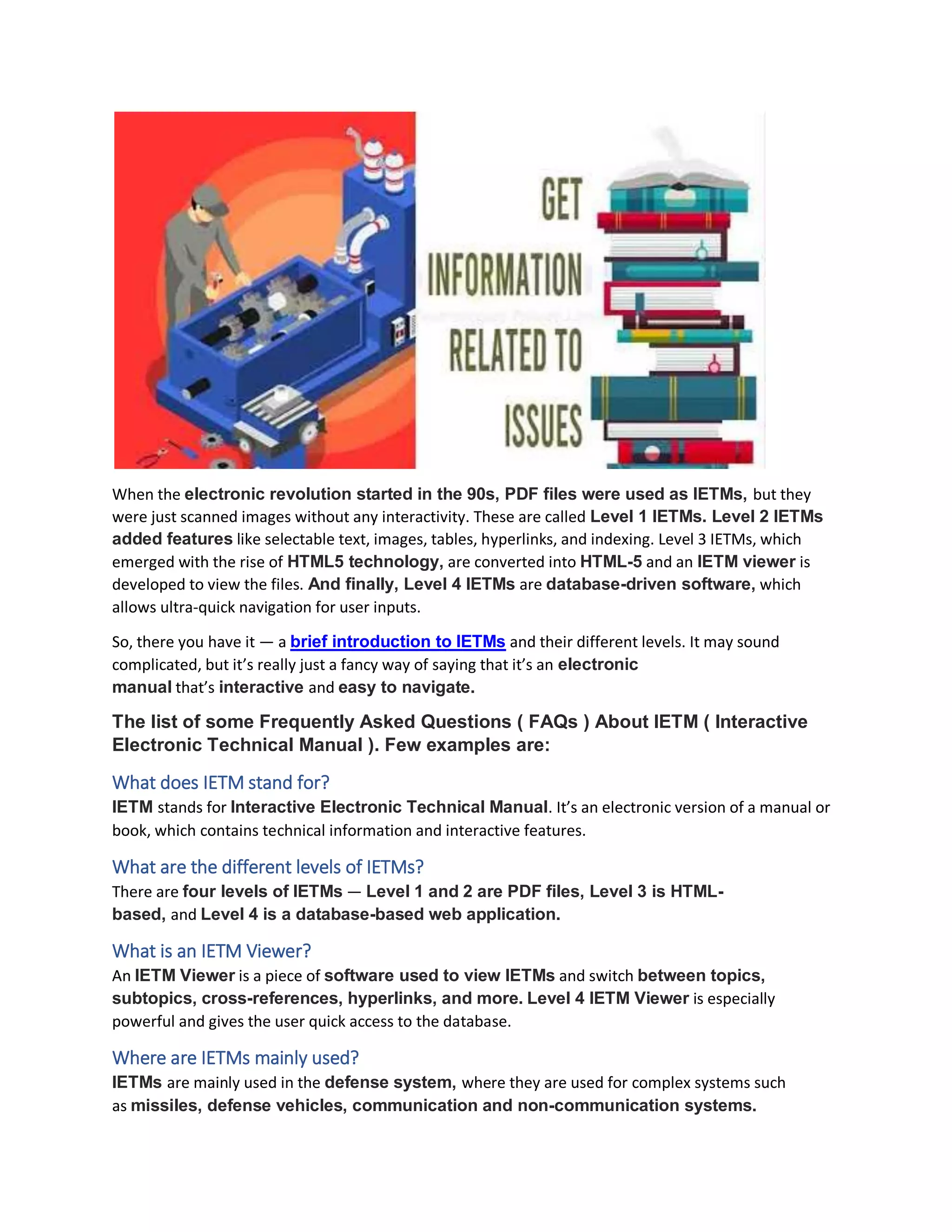 Benefits of IETM The Future of Technical Documentation | PDF