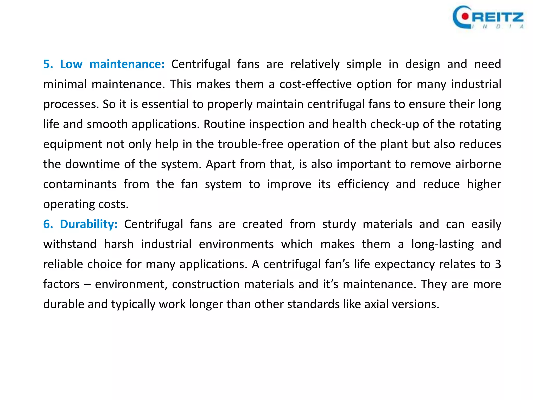 BENEFITS OF INDUSTRIAL CENTRIFUGAL PROCESS FANS | PPTX