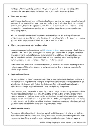 Benefits of Integrating Payroll and HR Systems | PDF