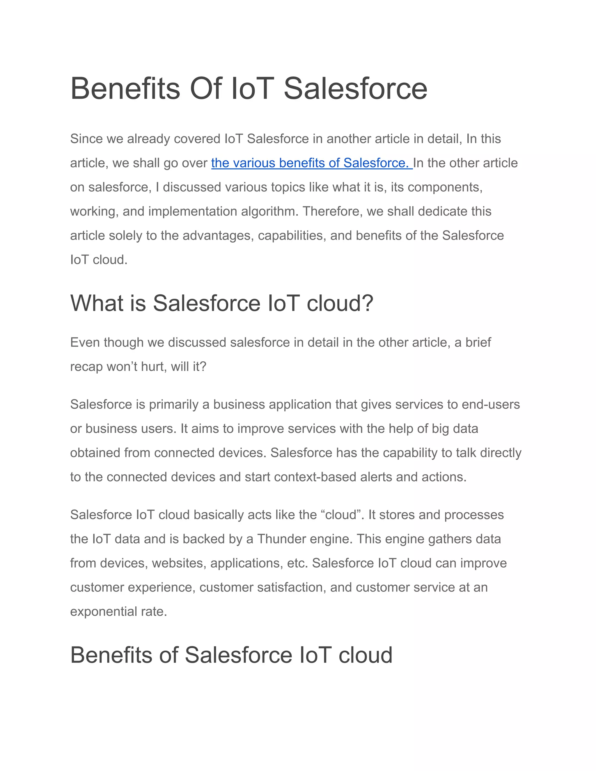 Benefits Of IoT Salesforce.pdf | Cloud Computing | Internet