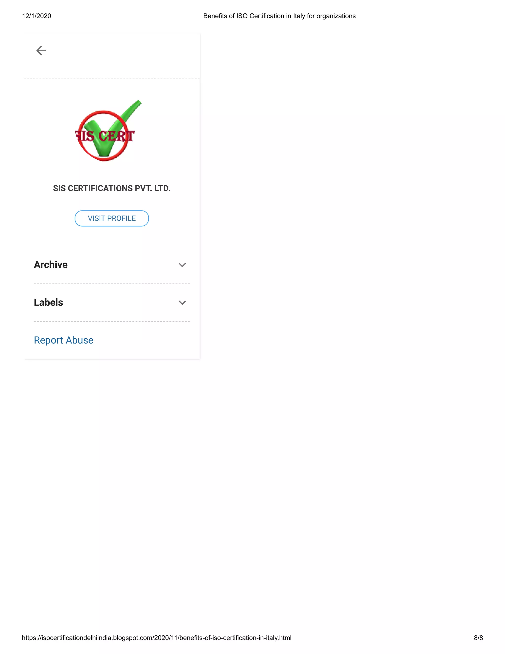 What are benefits of ISO Certification in Italy? | PDF