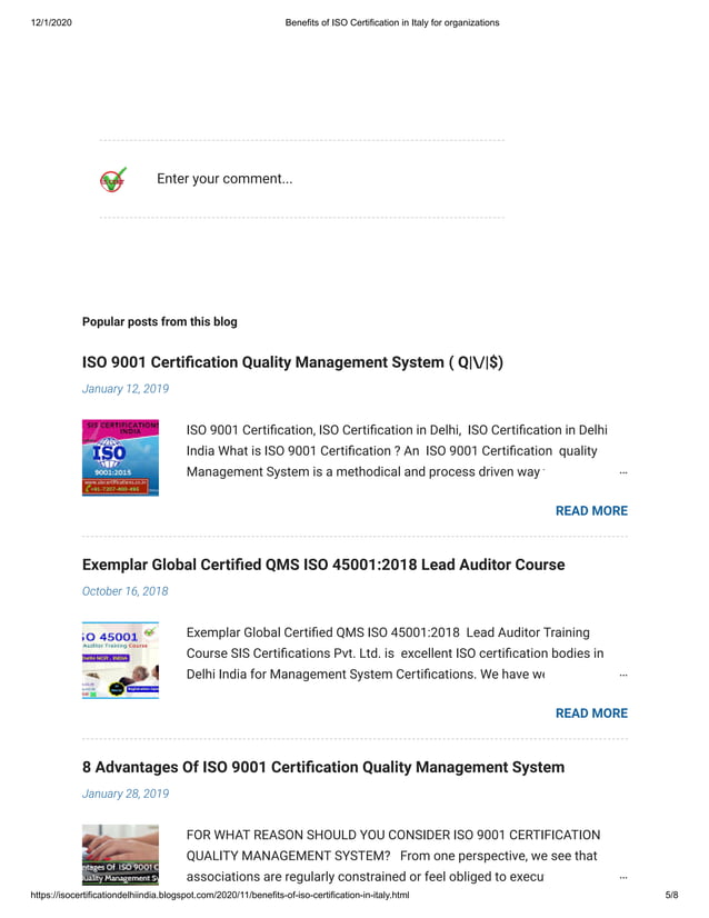 What are benefits of ISO Certification in Italy? | PDF