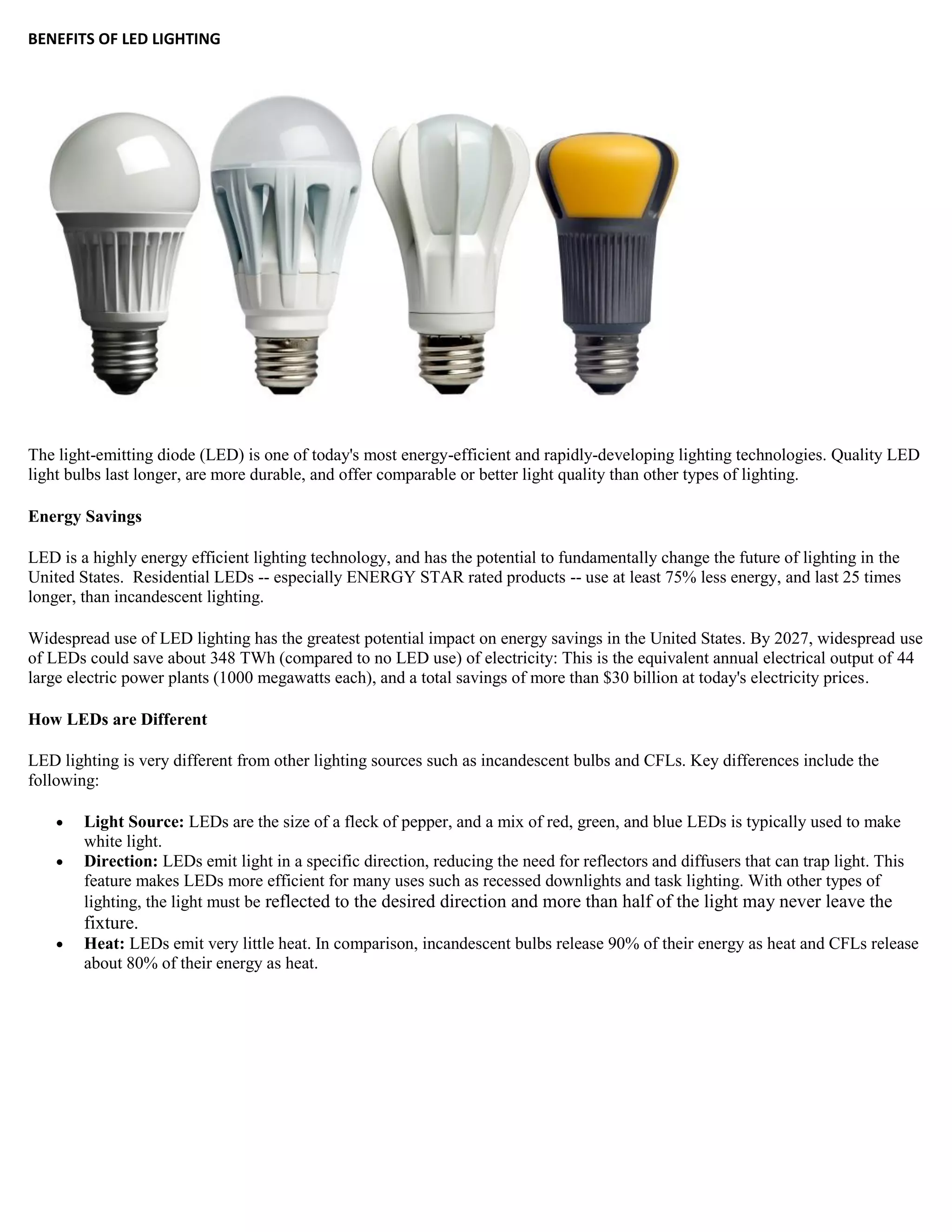 Benefits of led lighting | PDF