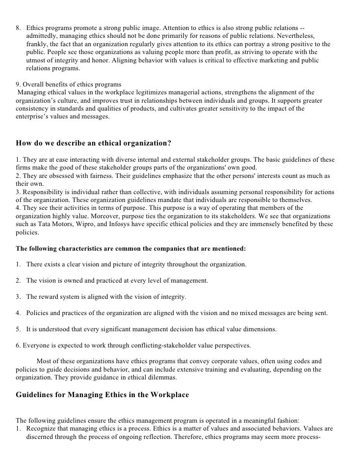 Benefits Of Managing Ethics In The Workplace Benefits Of Managing Ethics In The Workplace