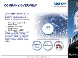 Benefits Of Matson Agency | PPT | Logistics and Transportation Industry ...