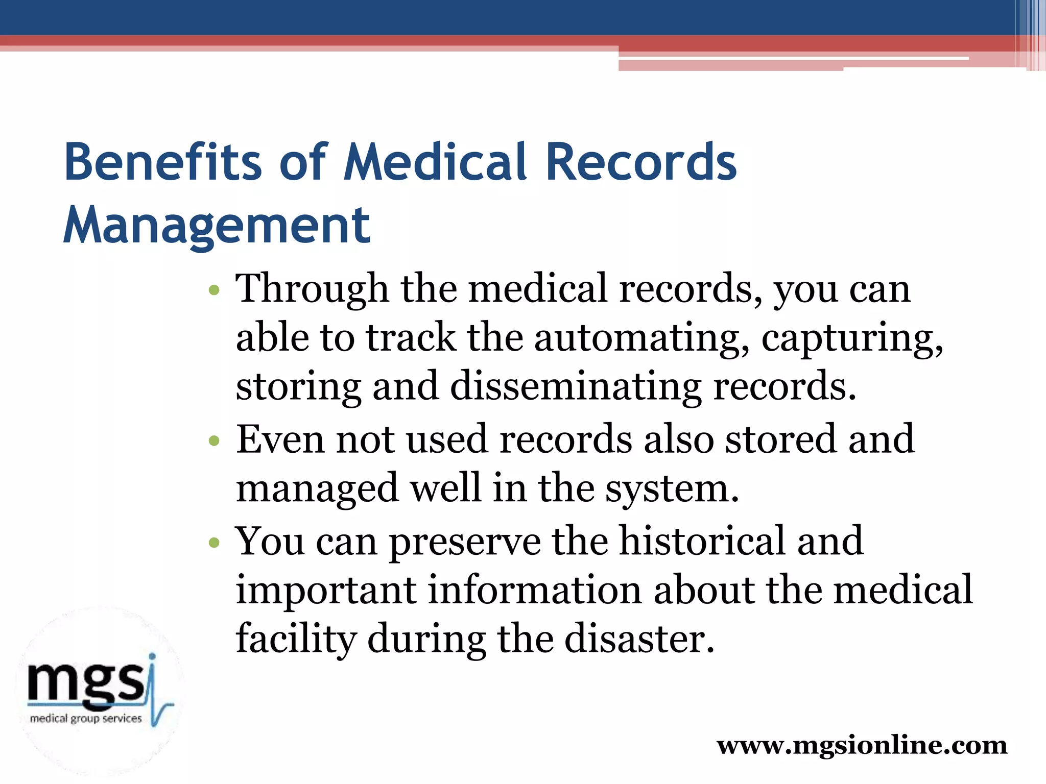 Benefits of medical records management | PPTX