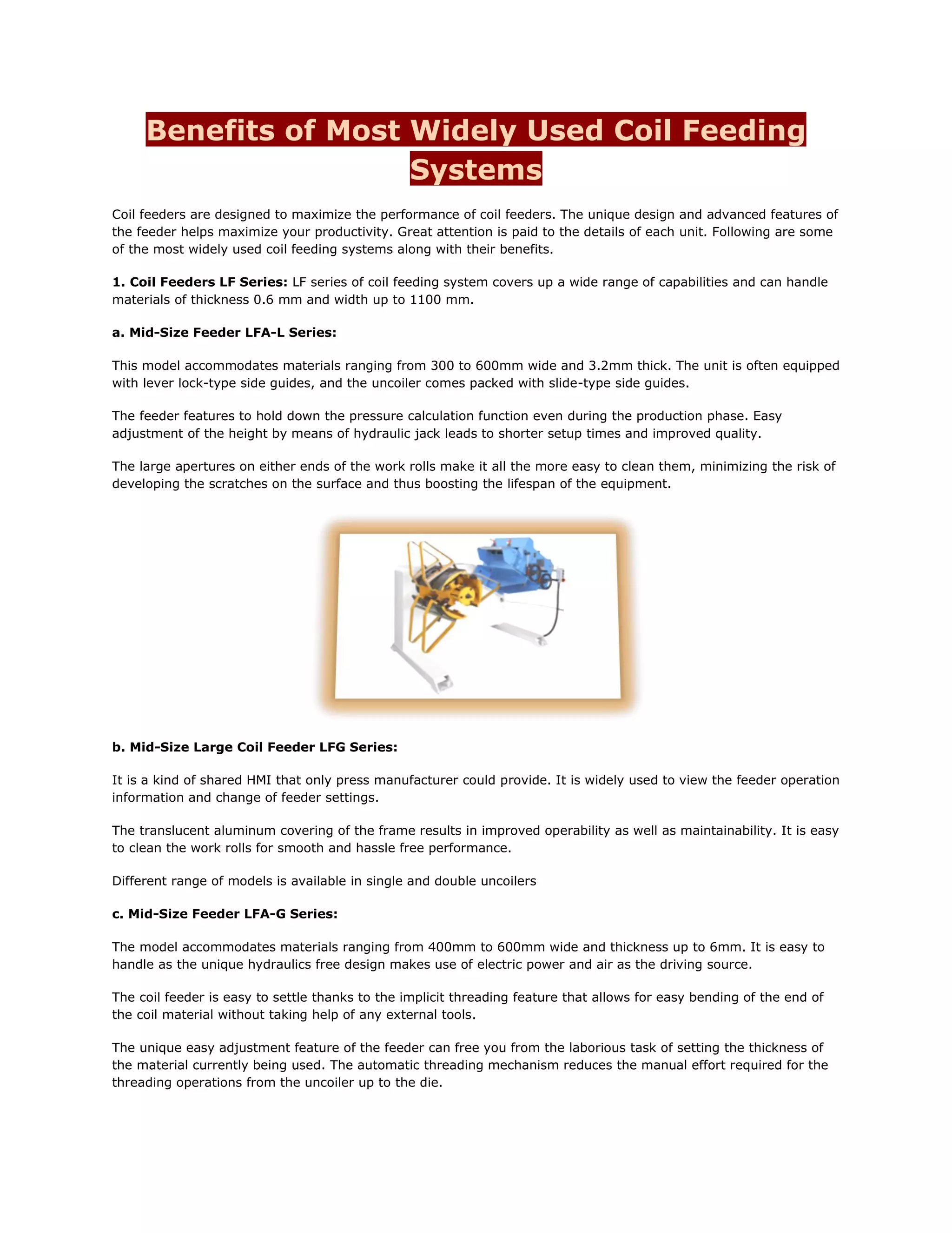 Benefits of Most Widely Used Coil Feeding Systems | PDF