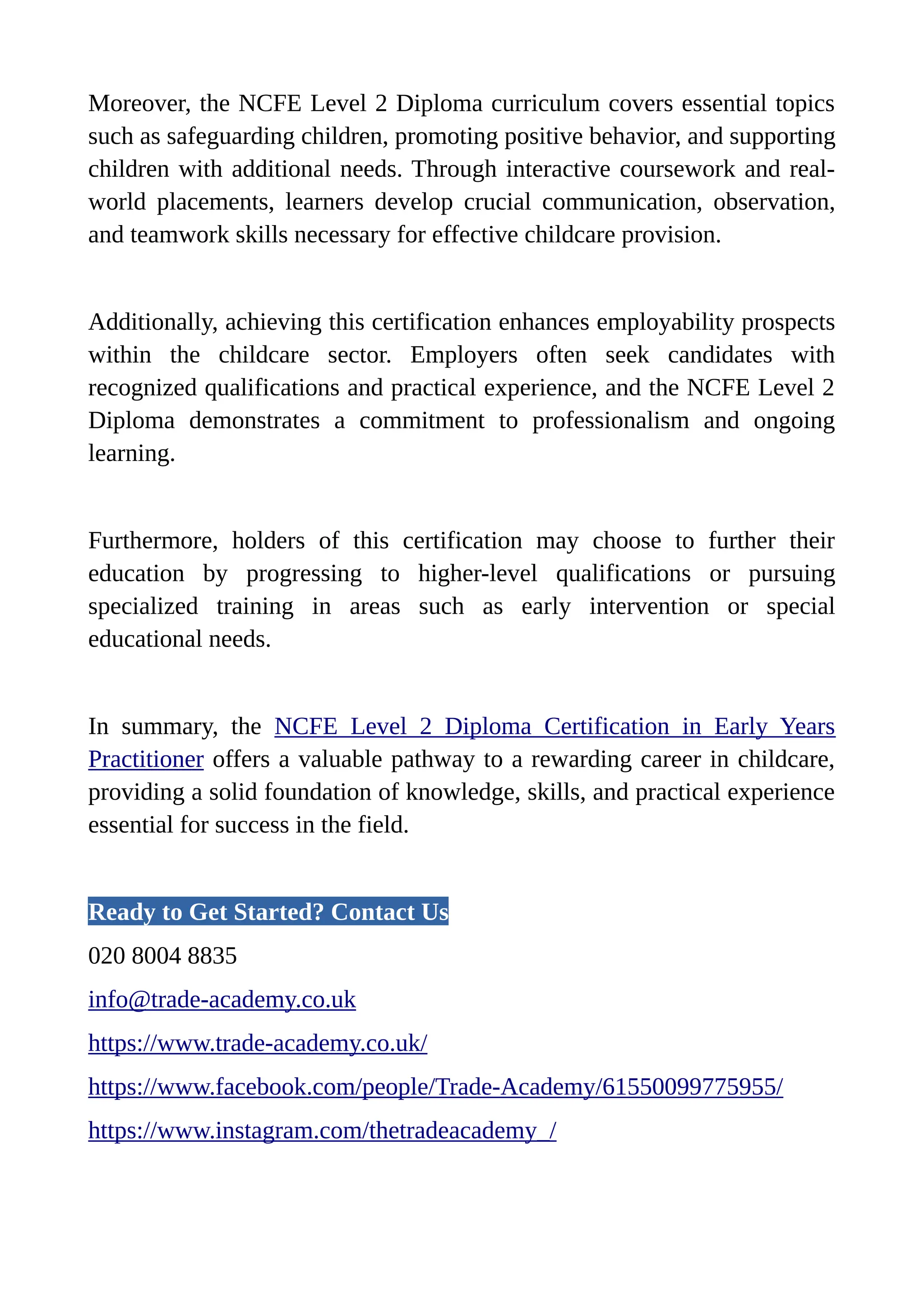 Benefits of NCFE Level 2 Diploma Certification in Early Years ...