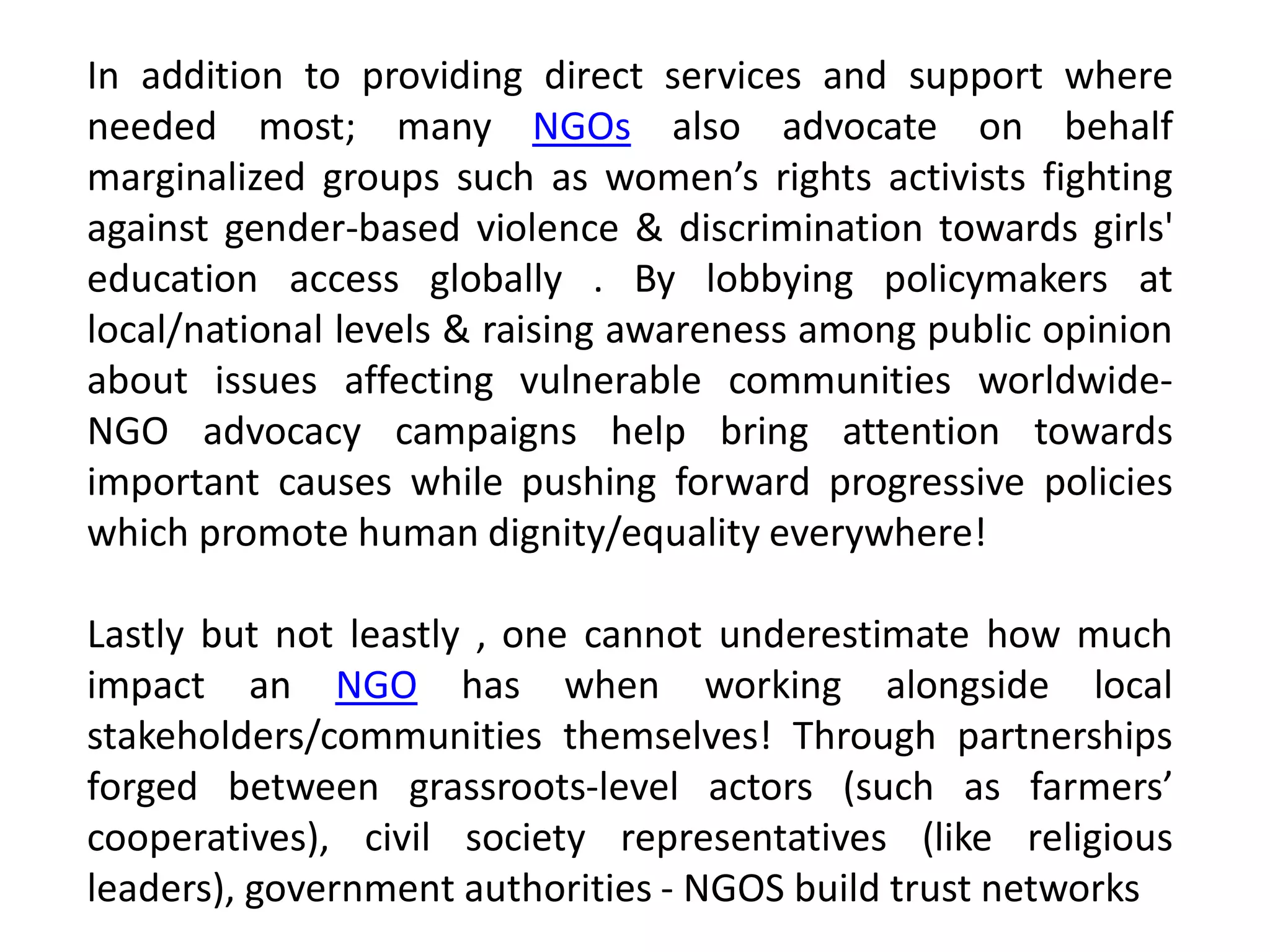 Benefits of NGOS | PDF