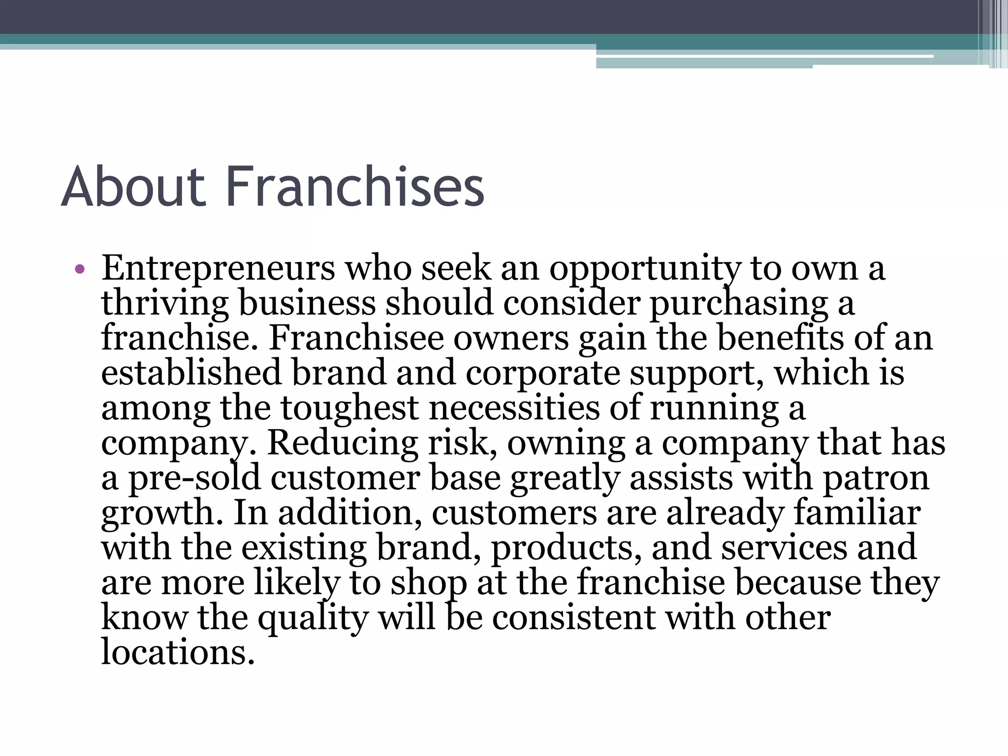 Benefits of Owning a Franchise | PPTX
