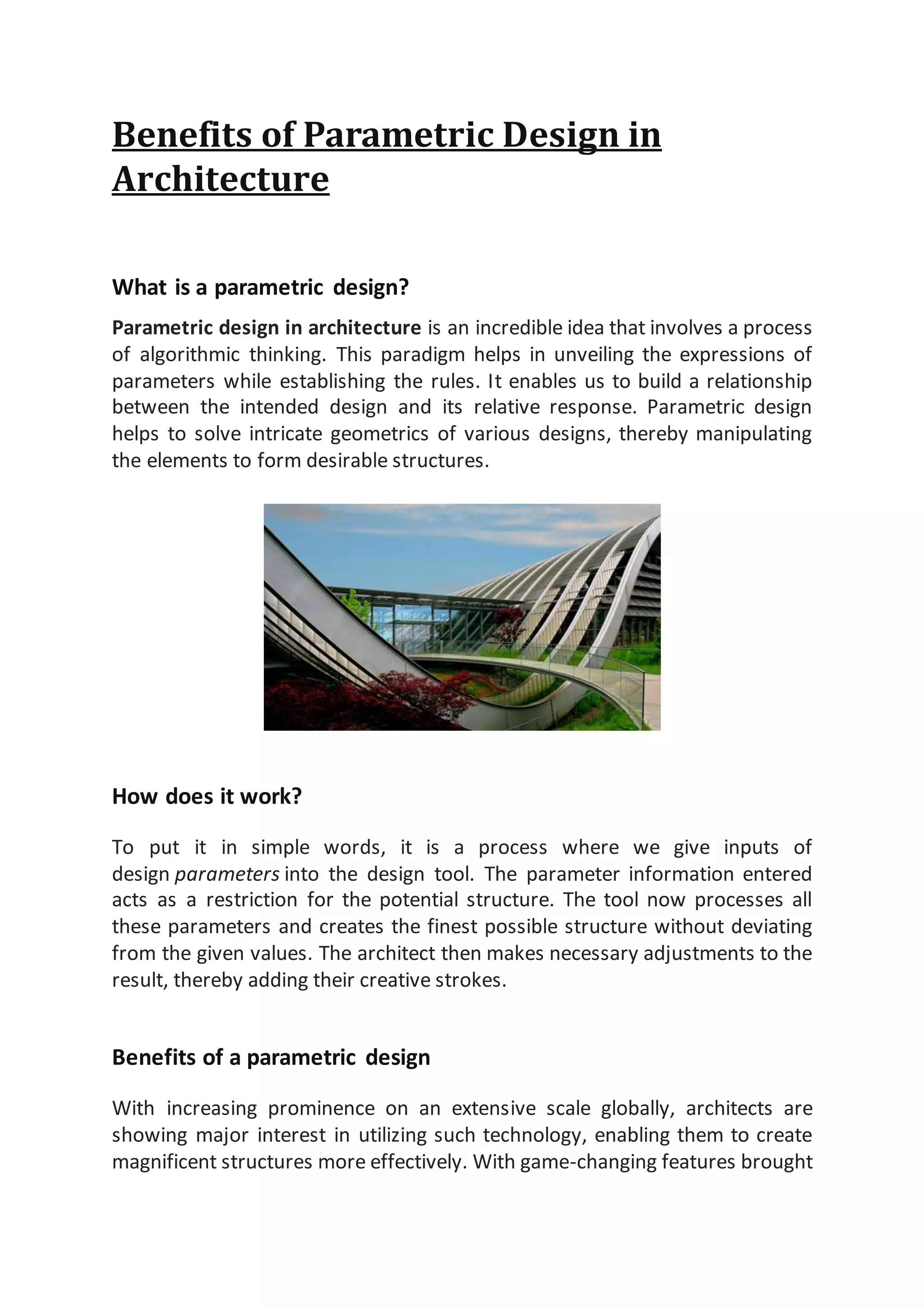 Benefits of parametric design in architecture | DOCX
