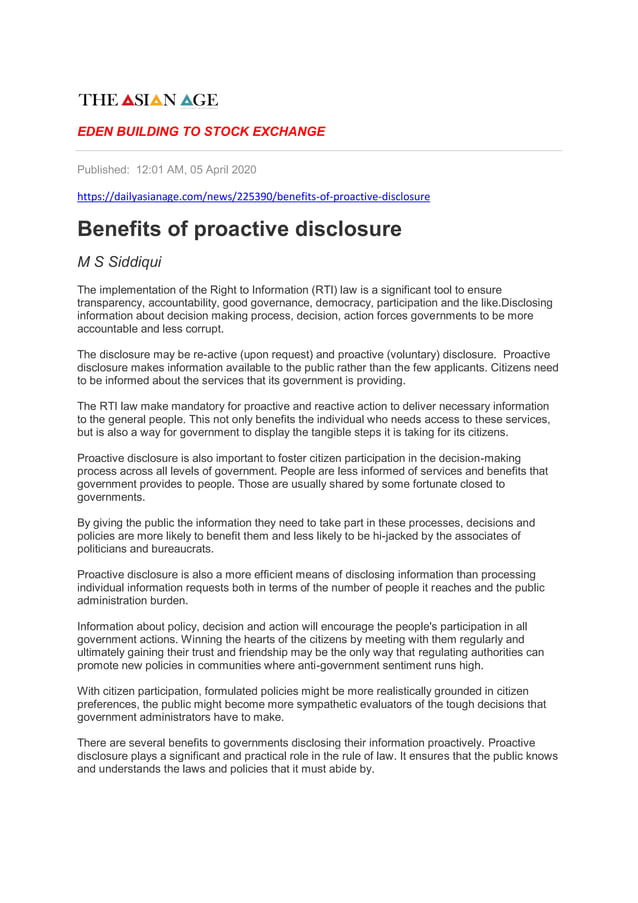 Benefits of proactive disclosure | PDF
