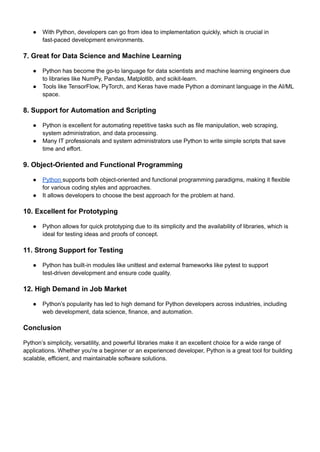 Benefits of Python - 10 Reasons why Programmer | PDF