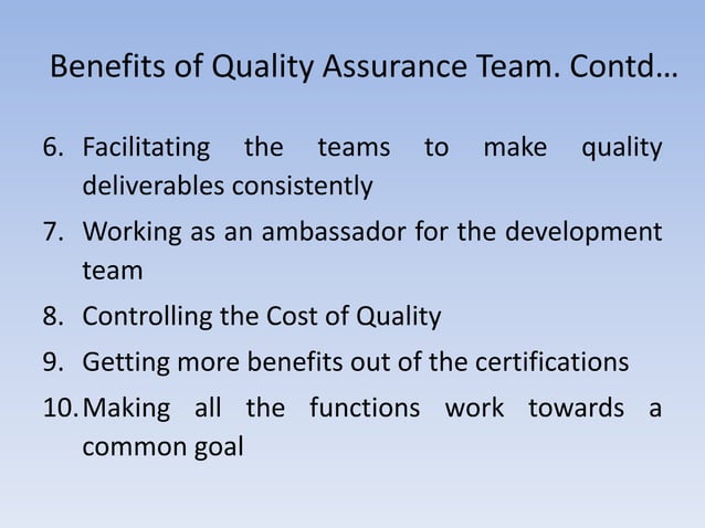 Benefits of Quality Assurance Team | PPT
