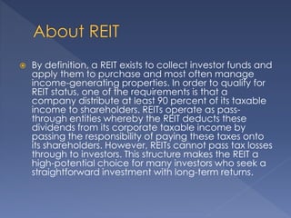 Benefits of Real Estate Investment Trusts | PPTX | Real Estate Industry ...